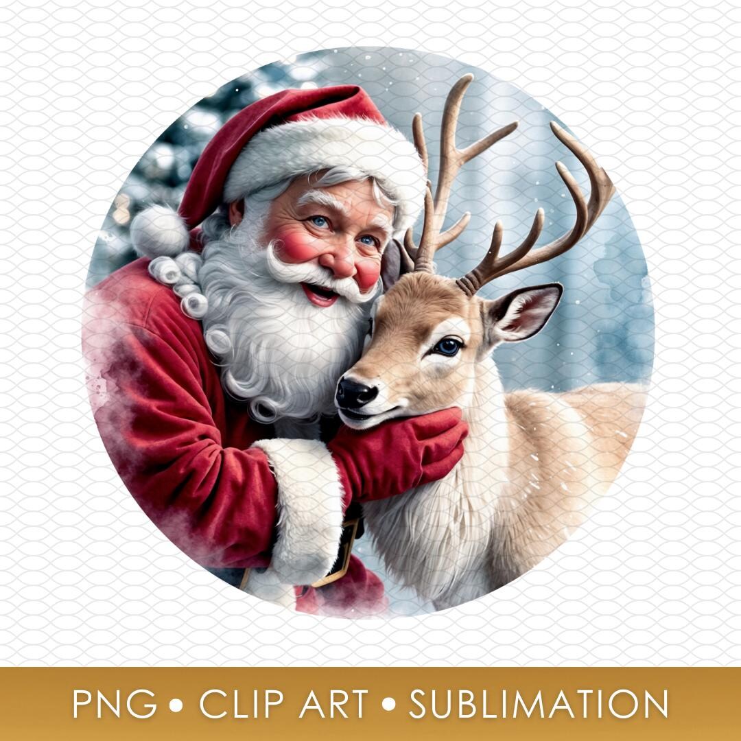 12 Santa and Reindeer Clipart Png, Christmas Png, Santa Png, Christmas ...