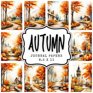 10 Autumn in Town Junk Journal Pages, Digital Paper, Digital Scrapbook ...