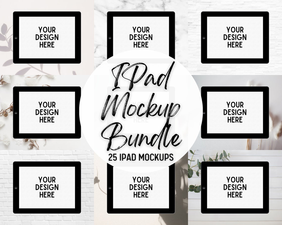25 iPad Mockups Bundle, iPad Mockup for Canva, iPad PNG Mockup, Tablet ...