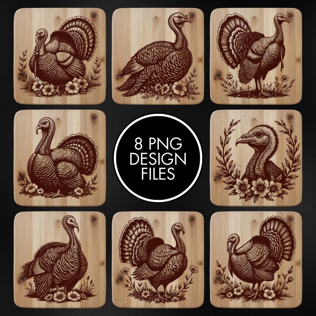 8 Turkey Cutting Board PNG SVG Files, Laser Engraving Files, Laser ...