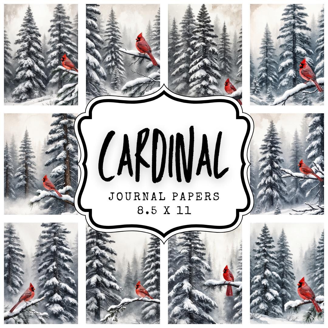 10 Cardinal Junk Journal Pages, Digital Paper, Digital Scrapbook, Card ...