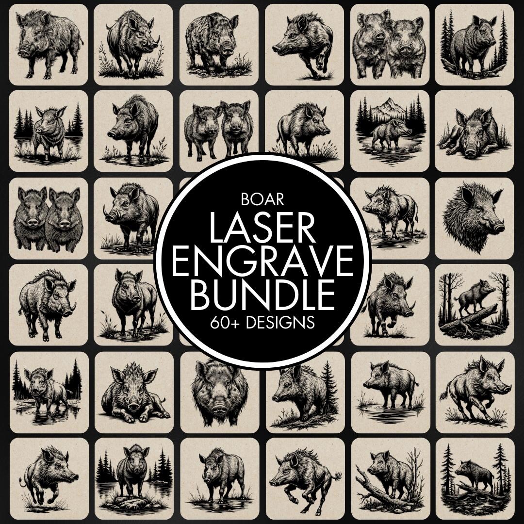 60+ Boar Hog Hunting Laser Burn Engraving PNG SVG Files, Entire Shop ...