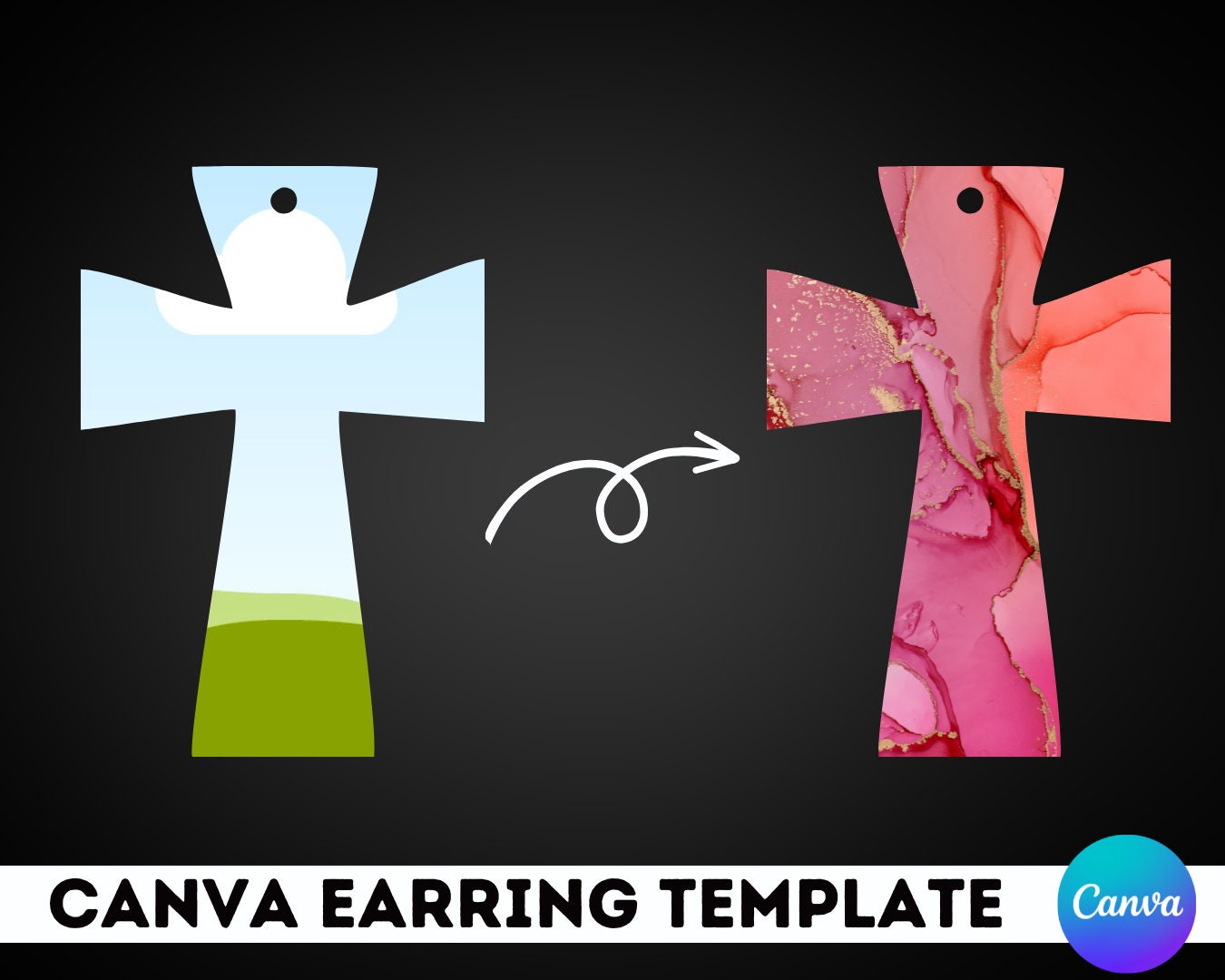 Canva Cross Earring Template Editable Earring Template Canva - Etsy
