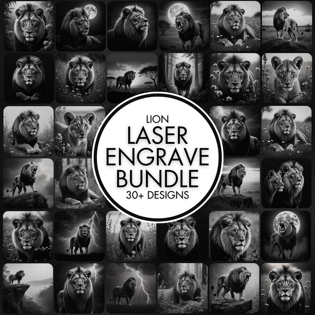 30+ Lion Laser Engraving PNG Files for Slate Coaster, Entire Shop Sale ...