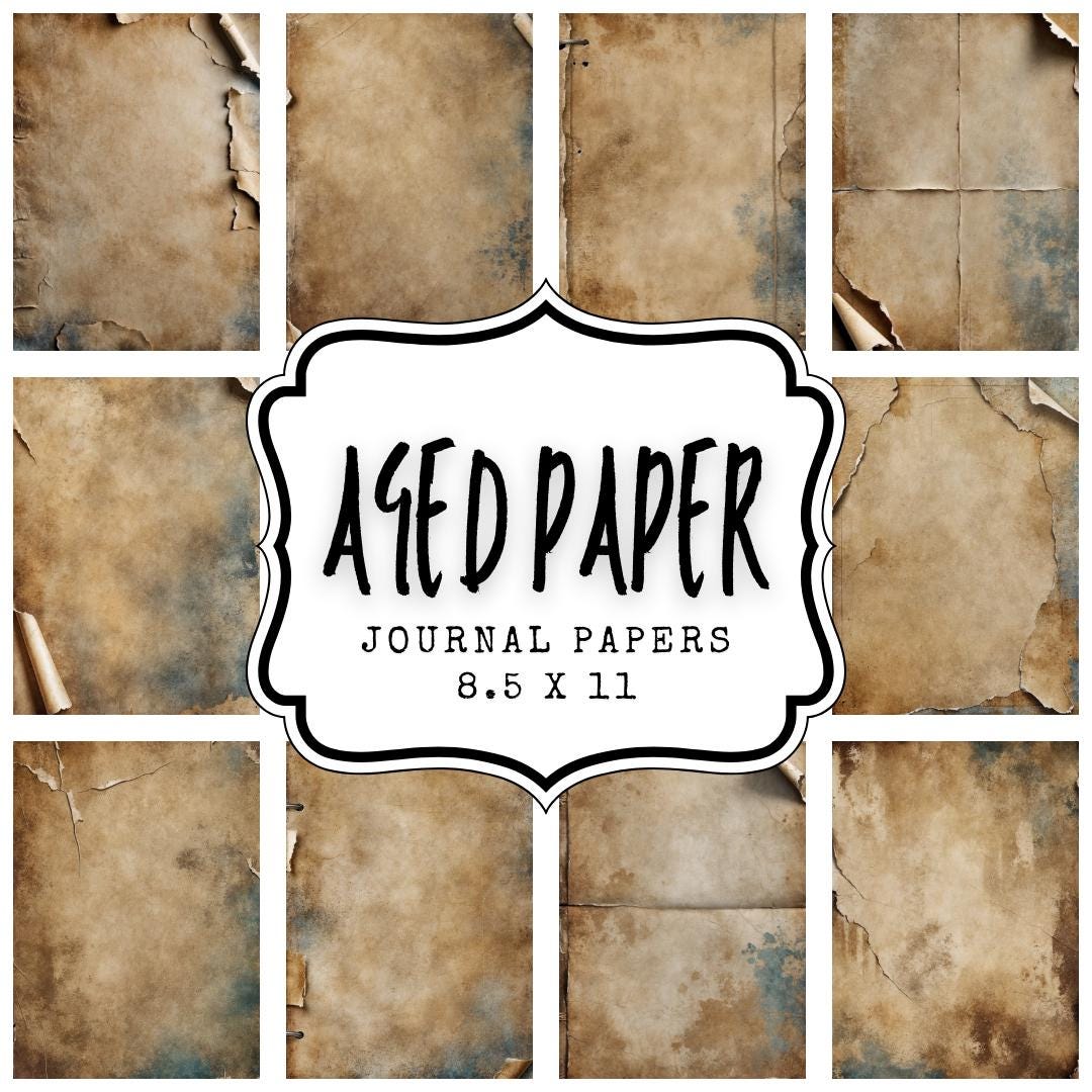 10 Aged Grunge Paper Journal Pages, Digital Paper, Digital Scrapbook ...