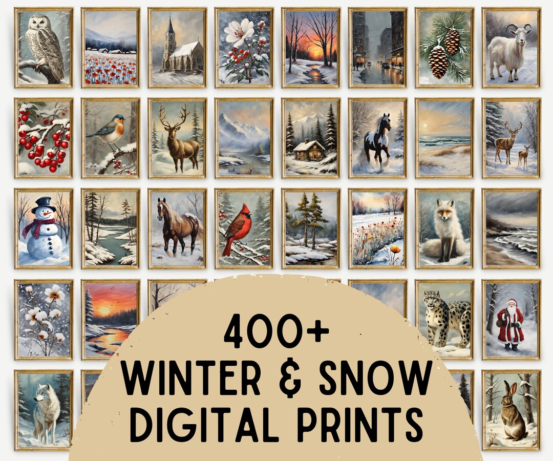 400 Winter and Snow Art Prints, Art Prints Mega Bundle, Vintage Art ...