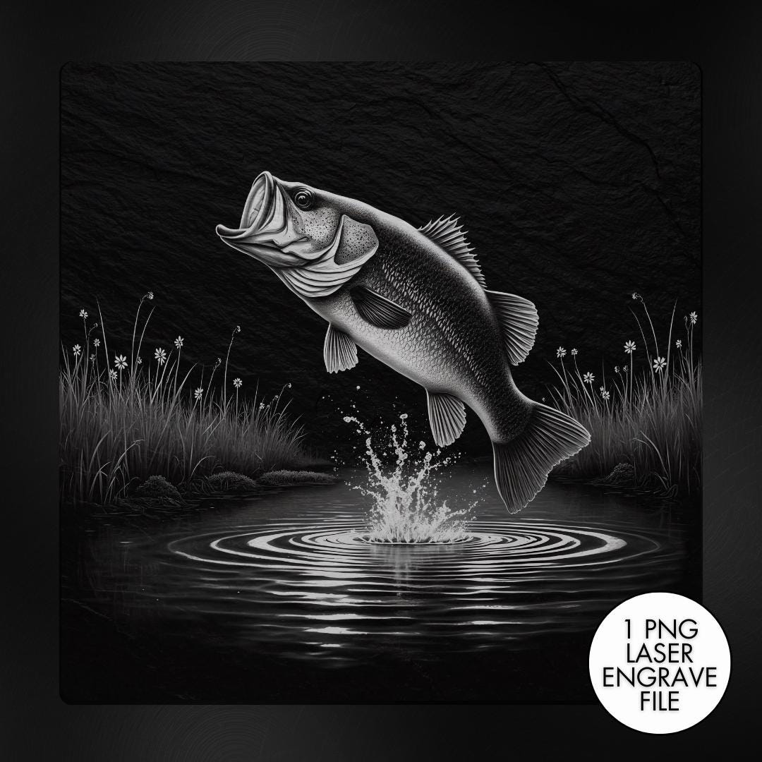Bass Fishing Laser Engraving PNG, Slate Engraving PNG, Laser Burning ...