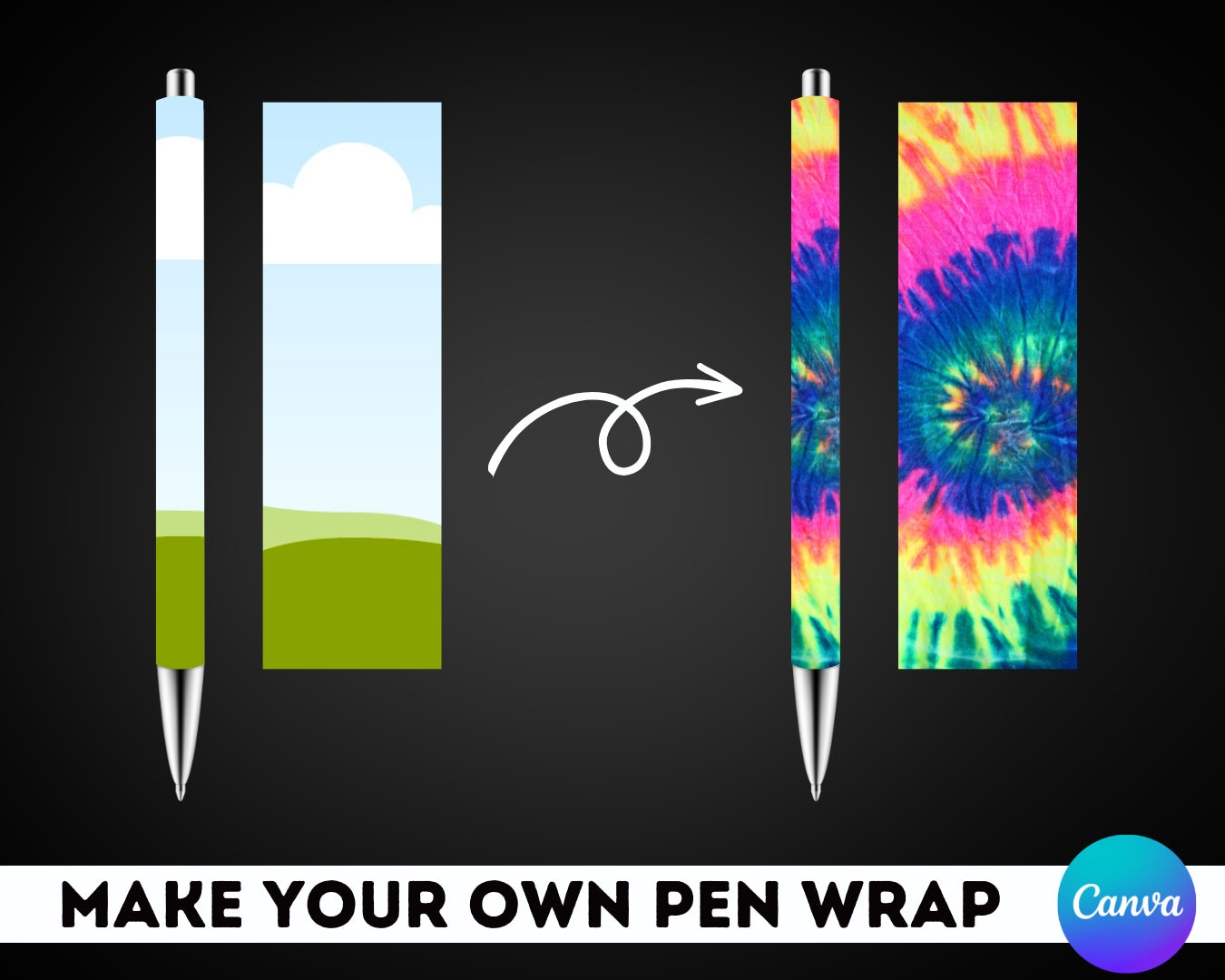 Make Your Own Pen Wrap on Canva, Digital Pen Mockup, Editable Pen Template, Custom Pen Template ...