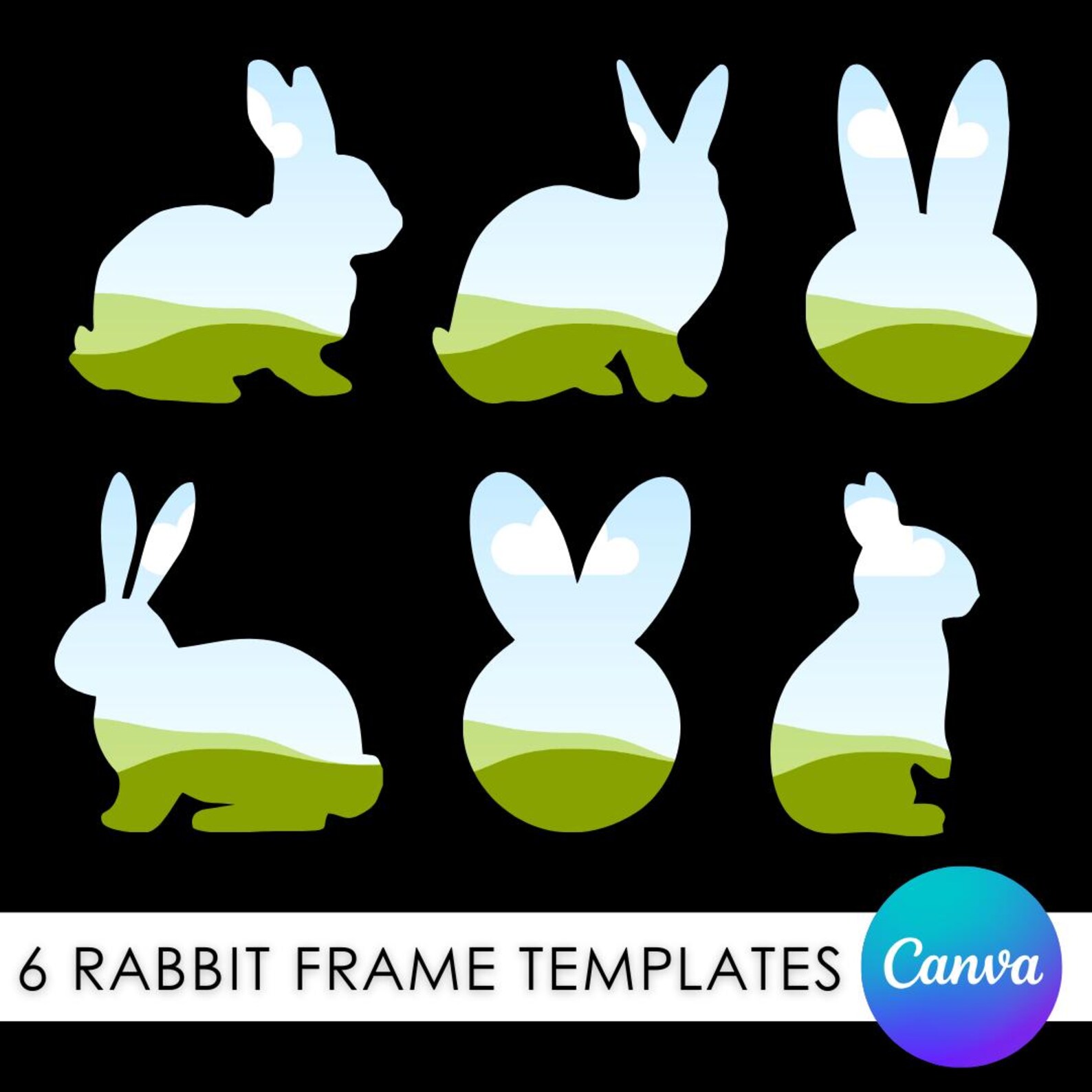 Canva Easter Rabbits Template, Editable Easter Template, Canva Template ...