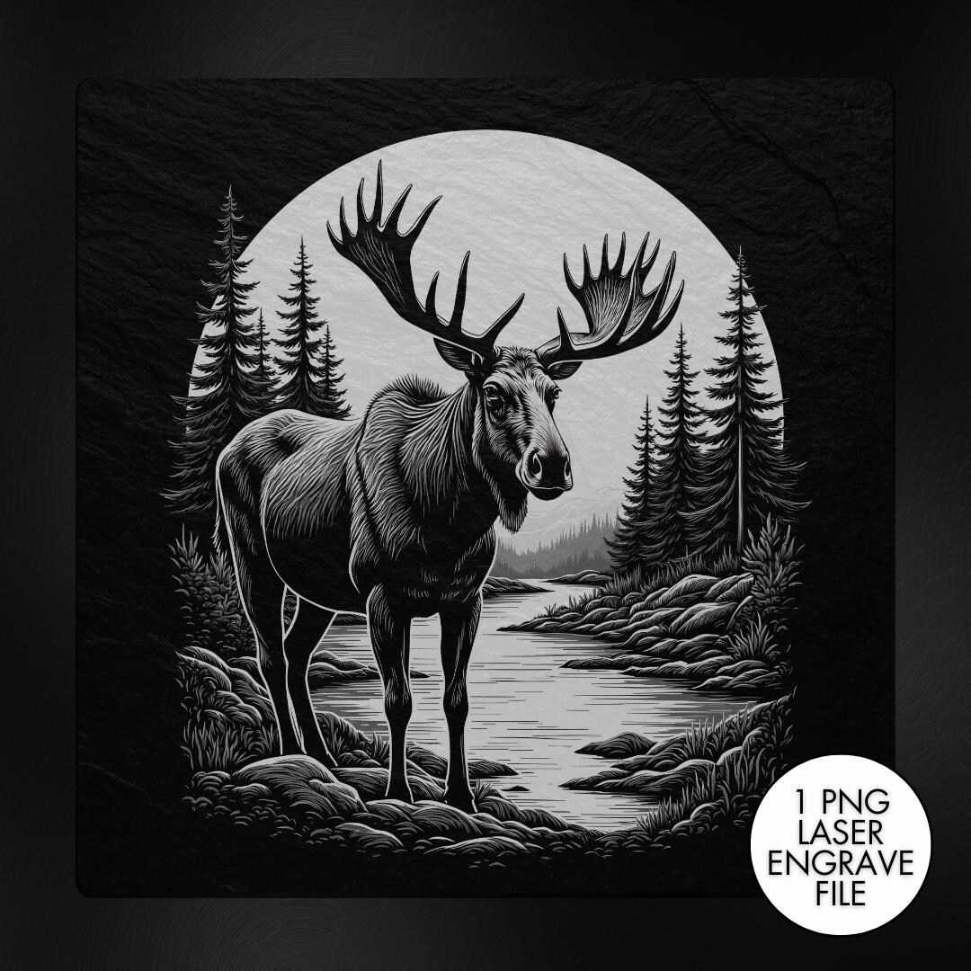 Moose Laser Engraving PNG, Slate Engraving PNG, Laser Burning, Laser ...