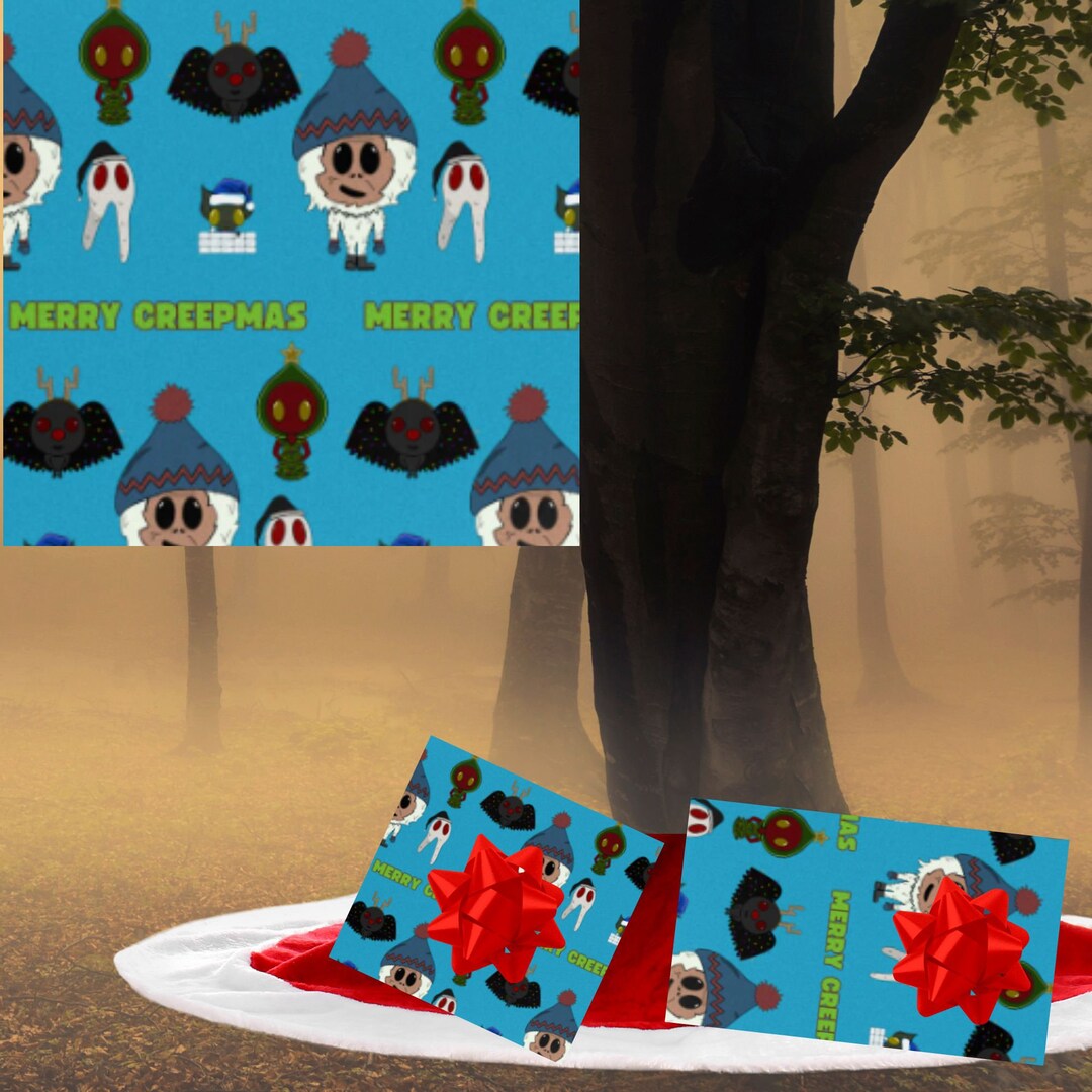 Cute Mothman Cryptid Gift Wrap, Fresno Alien Creepy Christmas Wrapping ...