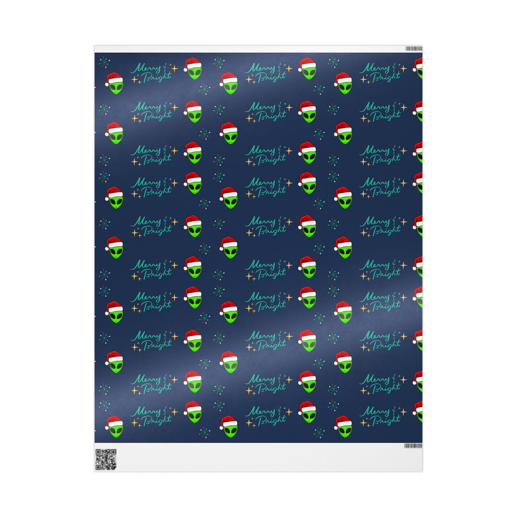 Merry & Bright Alien Wrapping Paper Roll, Alien Gift Wrap, Creepy ...
