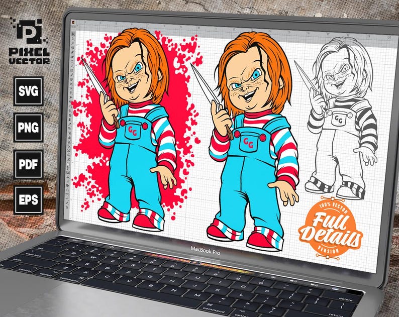 Chucky Svg , Chucky Horror Movie Svg, Chucky Clip, Art Halloween Svg ...