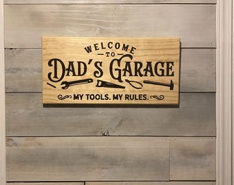 My Tools My Rules Garage Wood Sign, Personalized Mechanic Name Decor ...