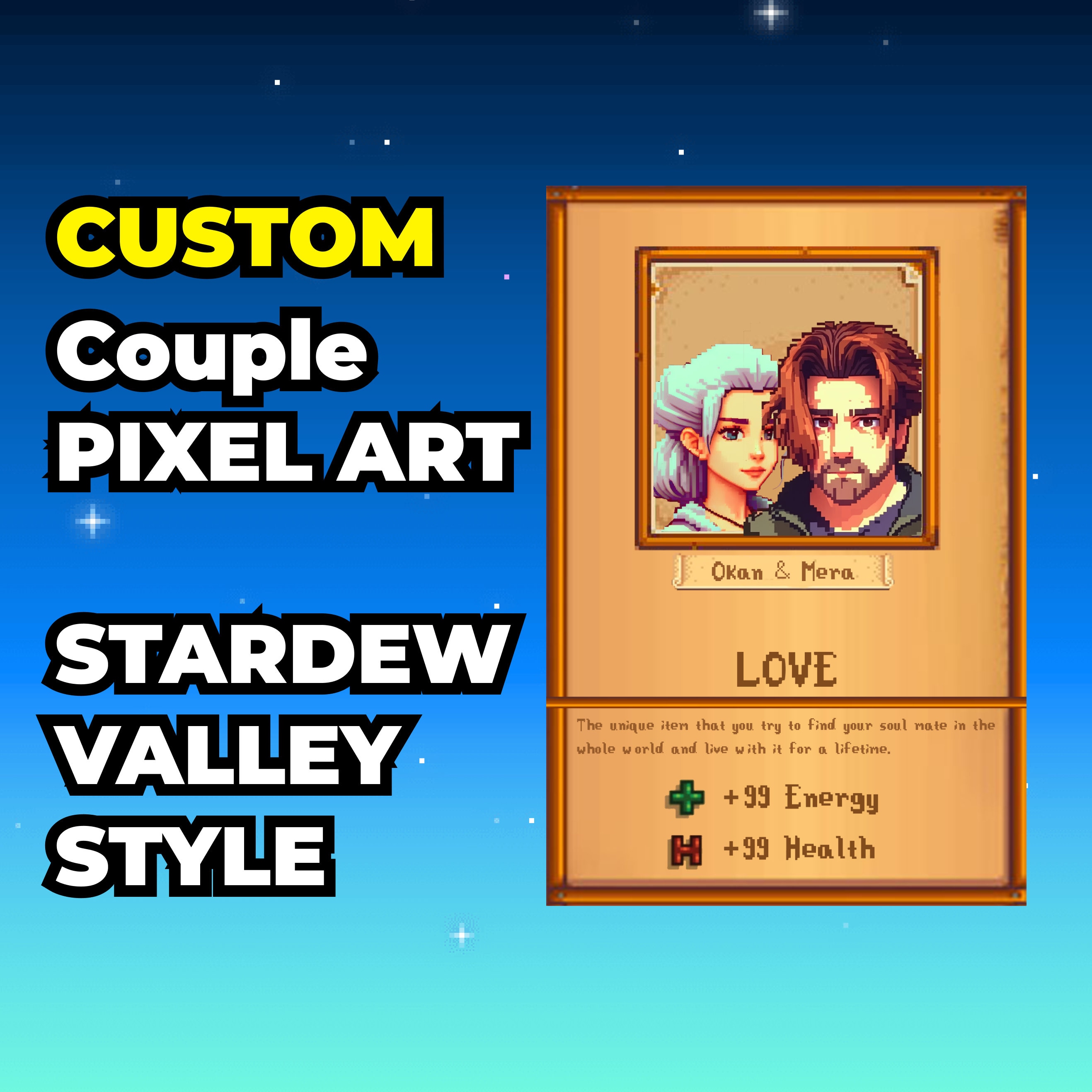 Custom Couple Pixel Art Couple Stardew Valley Portraits Etsy Canada
