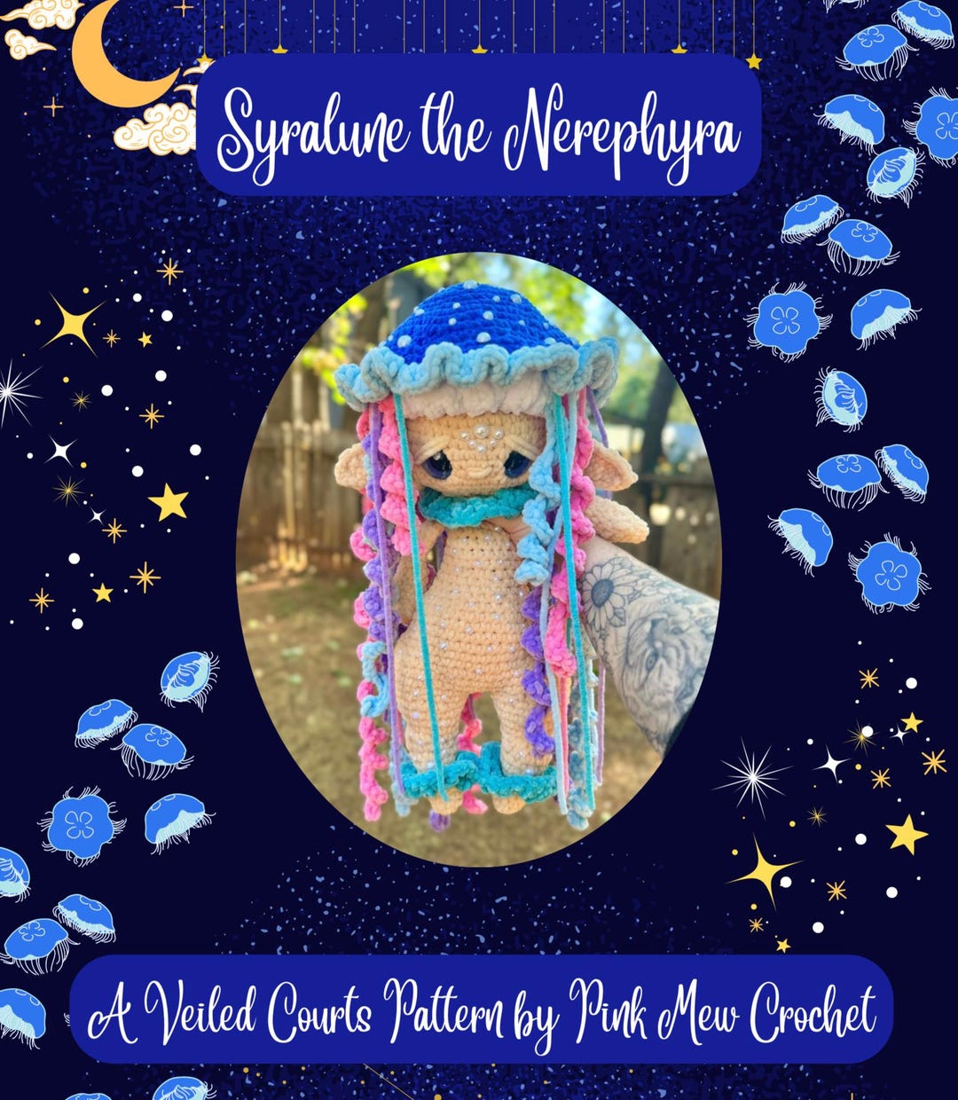 Syralune the Nerephyra Crochet Pattern, Fantasy Fae, Amigurumi Fairy ...