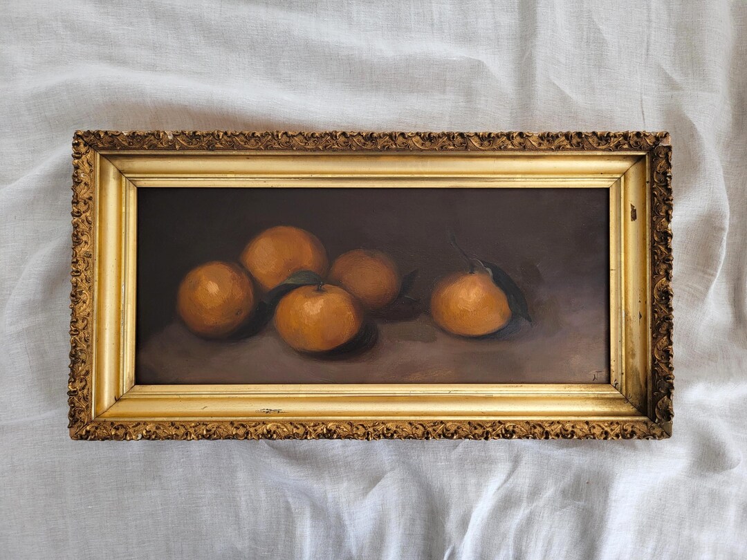 Original Tangerine Oil Painting on Wood - Framed Still Life Art - Etsy