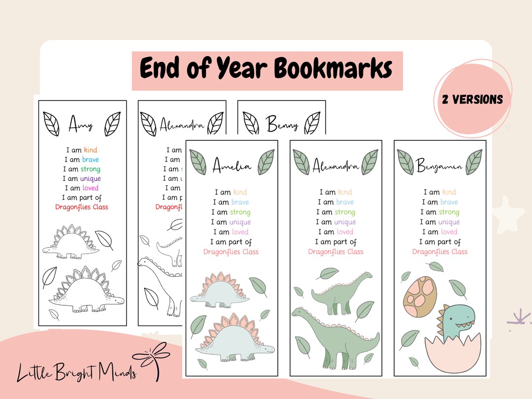 Editable End of Year Bookmarks - Etsy