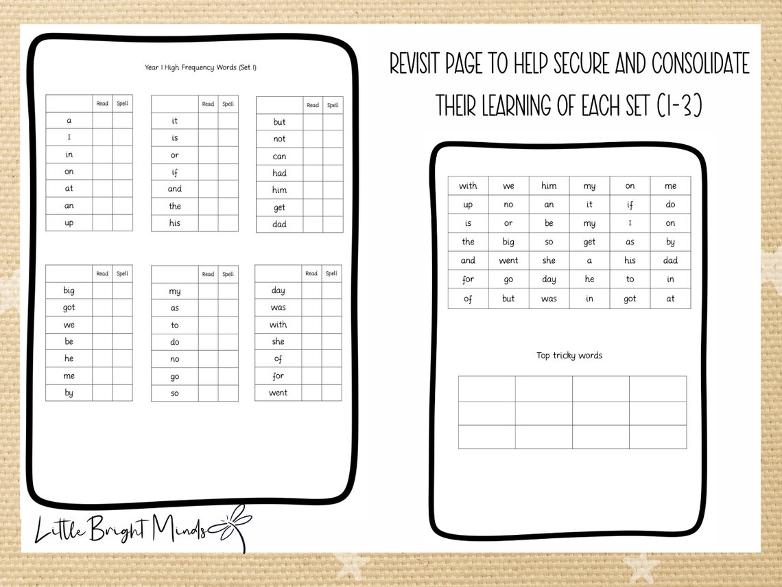 Year 1 High Frequency Words - Etsy