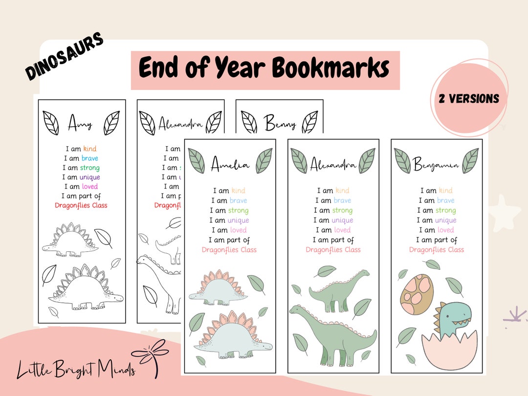 Editable End of Year Bookmarks - Etsy
