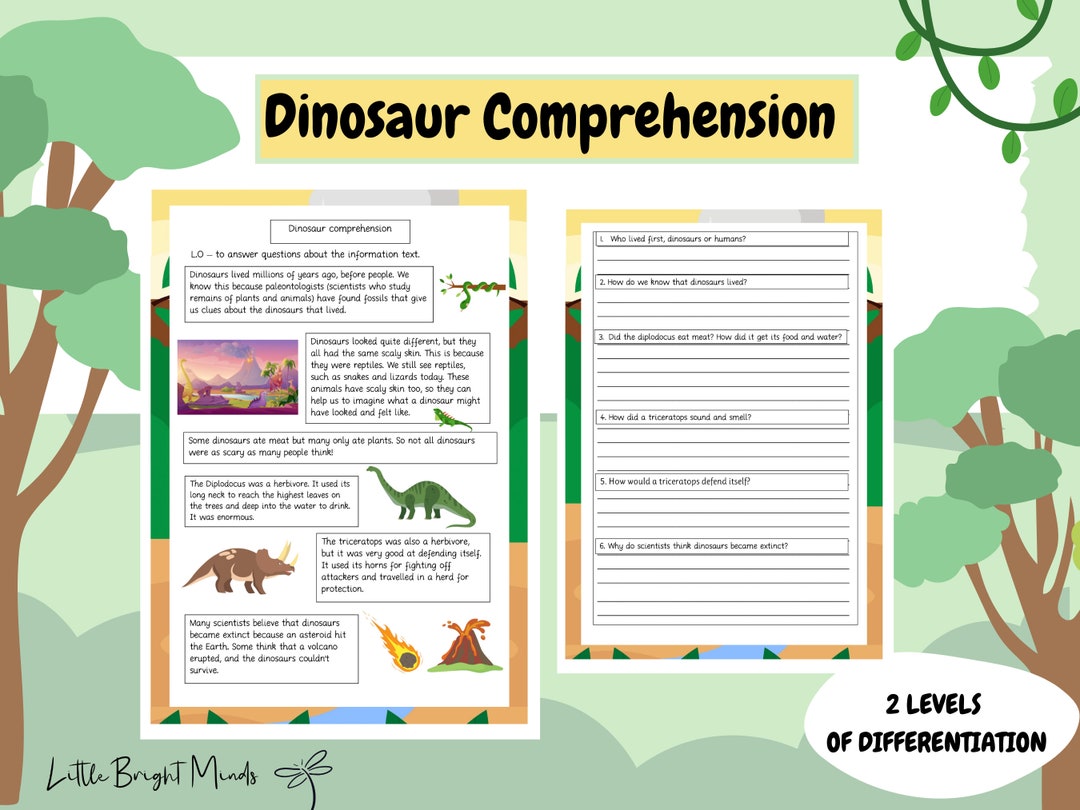 KS1 Dinosaur Comprehension - Etsy