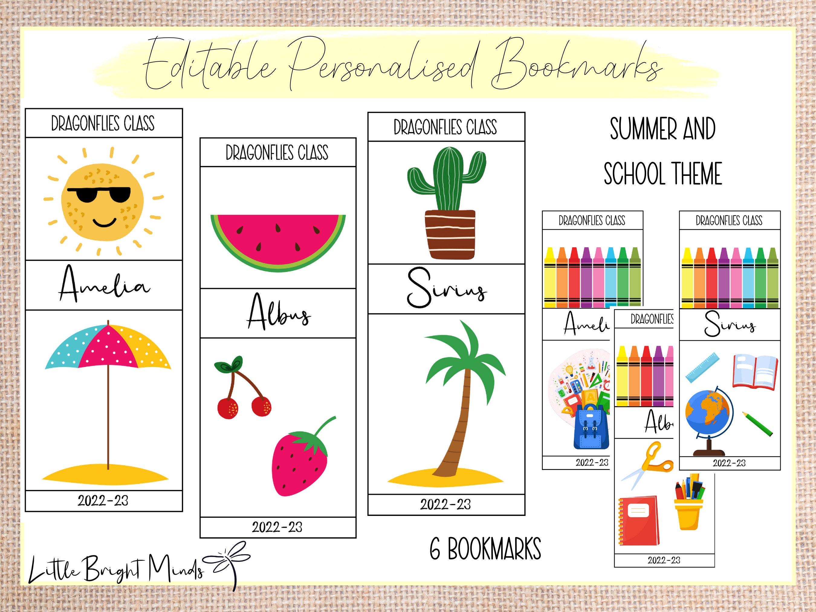 Editable Personalised End of Year School and Summer Bookmarks - Etsy