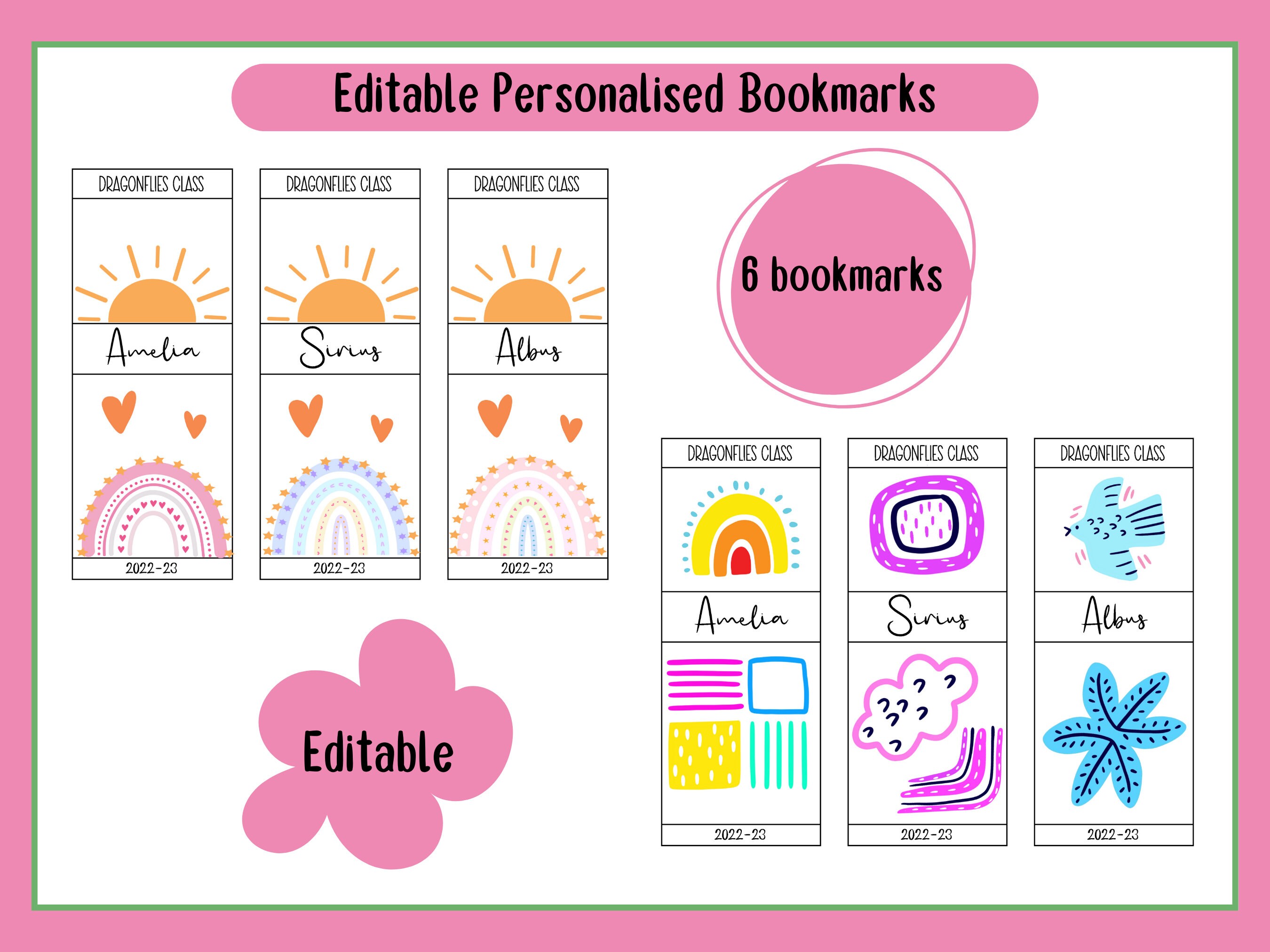 Editable Personalised End of Year Rainbows and Abstract - Etsy