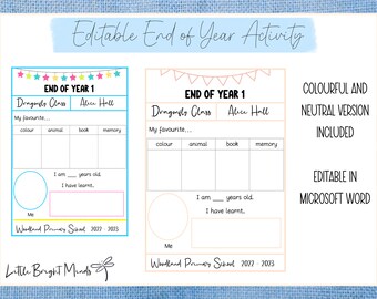 Create Your Own Children's Book Template End of Year Activity - Etsy