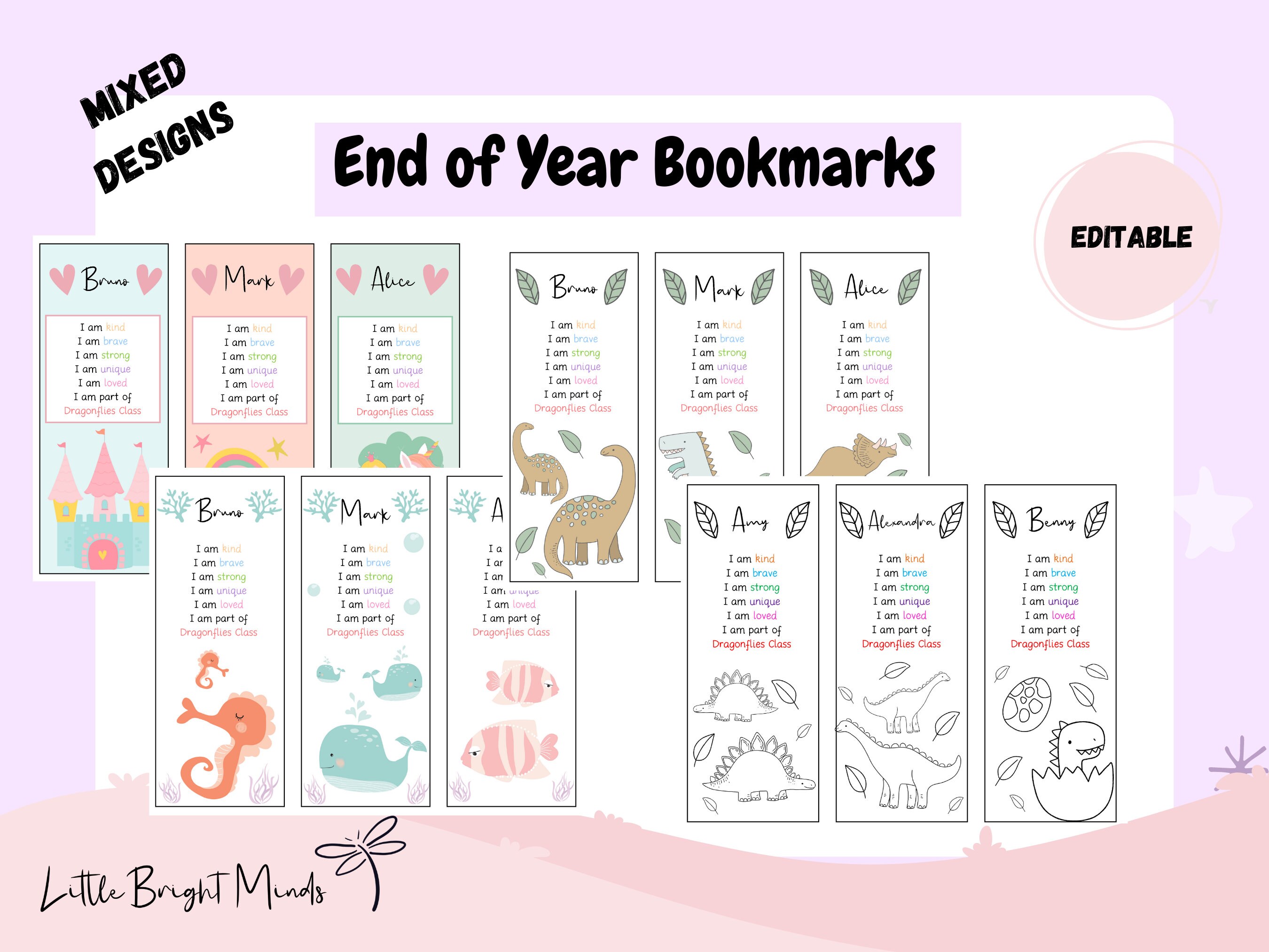 Editable End of Year Personalised Bookmarks - Etsy