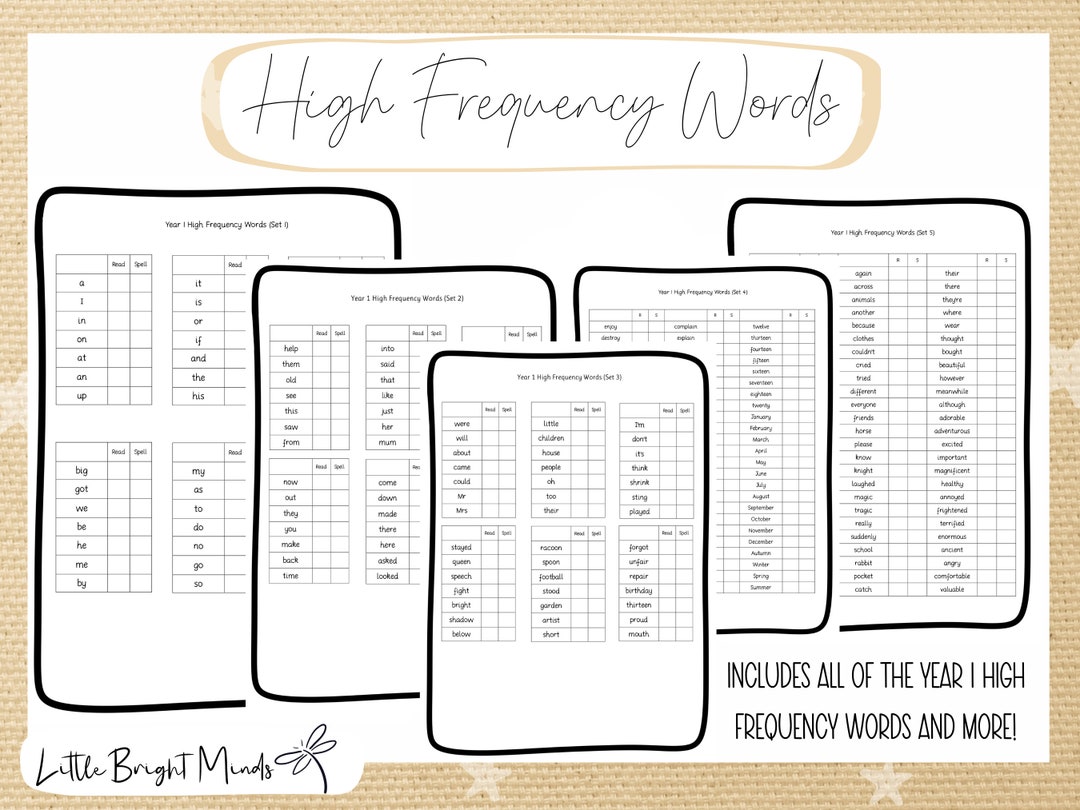 Year 1 High Frequency Words - Etsy