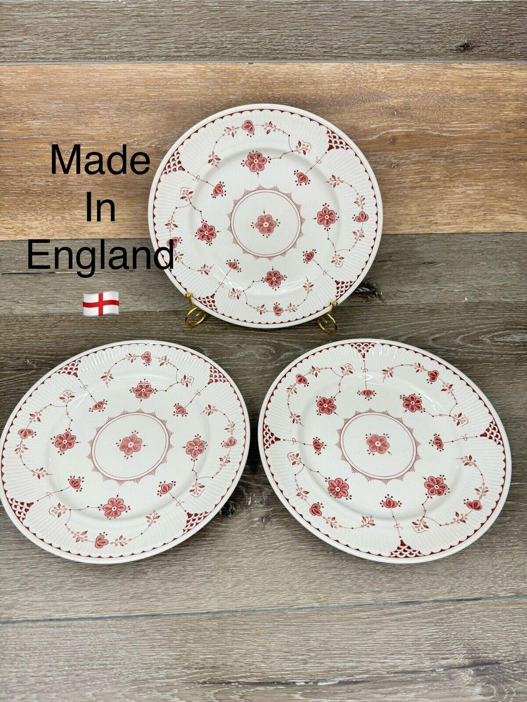 JOHNSON BROS. Pink Denmark Dinner Plates 10 Pink White Floral SET of 3 ...