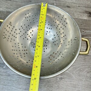 Vintage ODI 9'' Copper Colander Strainer Brass Handles Pedestal Footed ...