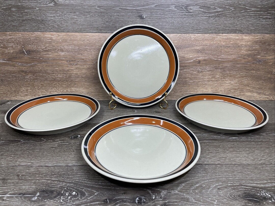 Höganäs Keramik RANDA BANDA Dinner Plates 10.25 Made in Sweden Set of 4 ...