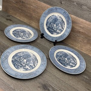 Currier & Ives "old Grist Mill" Dinner Plates 10" Royal China Made in ...