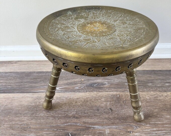 Antique 3-leg Brass Stool Foot Warmer Turkish Persian Decorative 13 ...