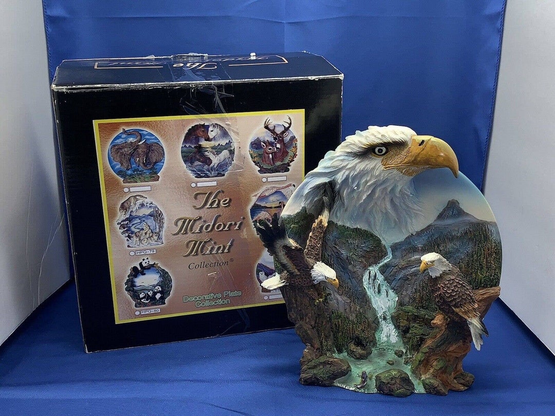 The Midori Mint Collection Decorative Plate Eagles and Waterfall ~ Rare ...