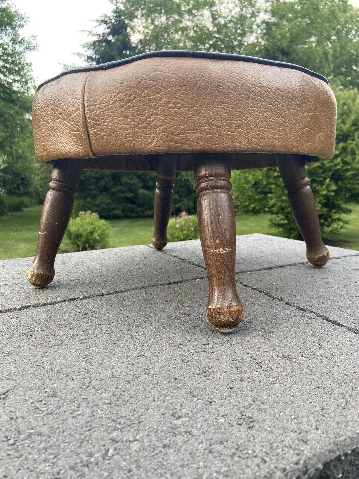 Vintage MCM 14 Small Footstool Faux Leather Ottoman Footrest - Etsy
