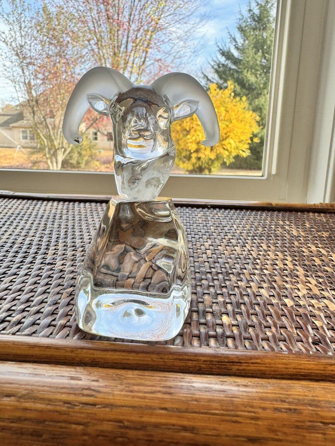 Swarovski Ebeling & Reuss Crystal Ram Head Bust Frosted Horns on Clear ...