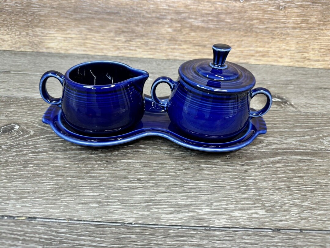 Fiesta Fiestaware Cobalt Blue Cream & Sugar With Tray Set unused ...