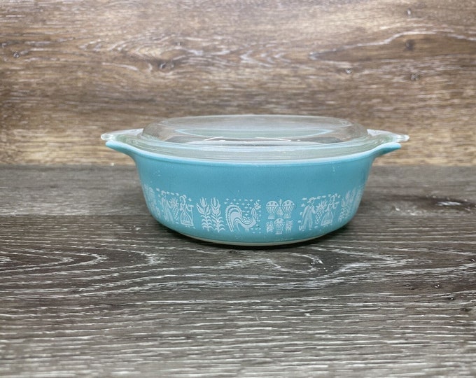 VTG Pyrex Turquoise Amish Butterprint 471 Covered Casserole Dish Nice~1 ...