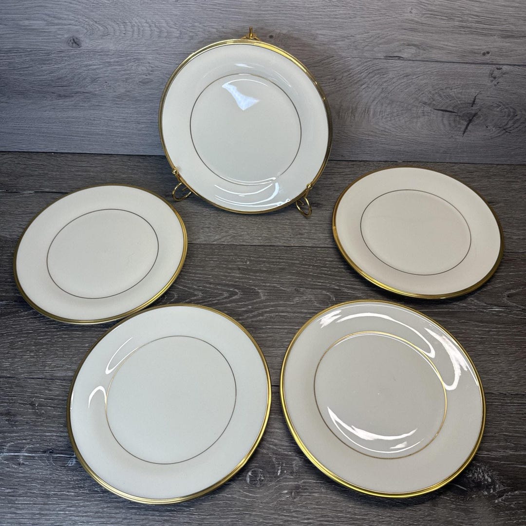 Lenox Eternal Ivory Gold Trim 8-1/8” Salad Plates Usa~set of 5 - Etsy