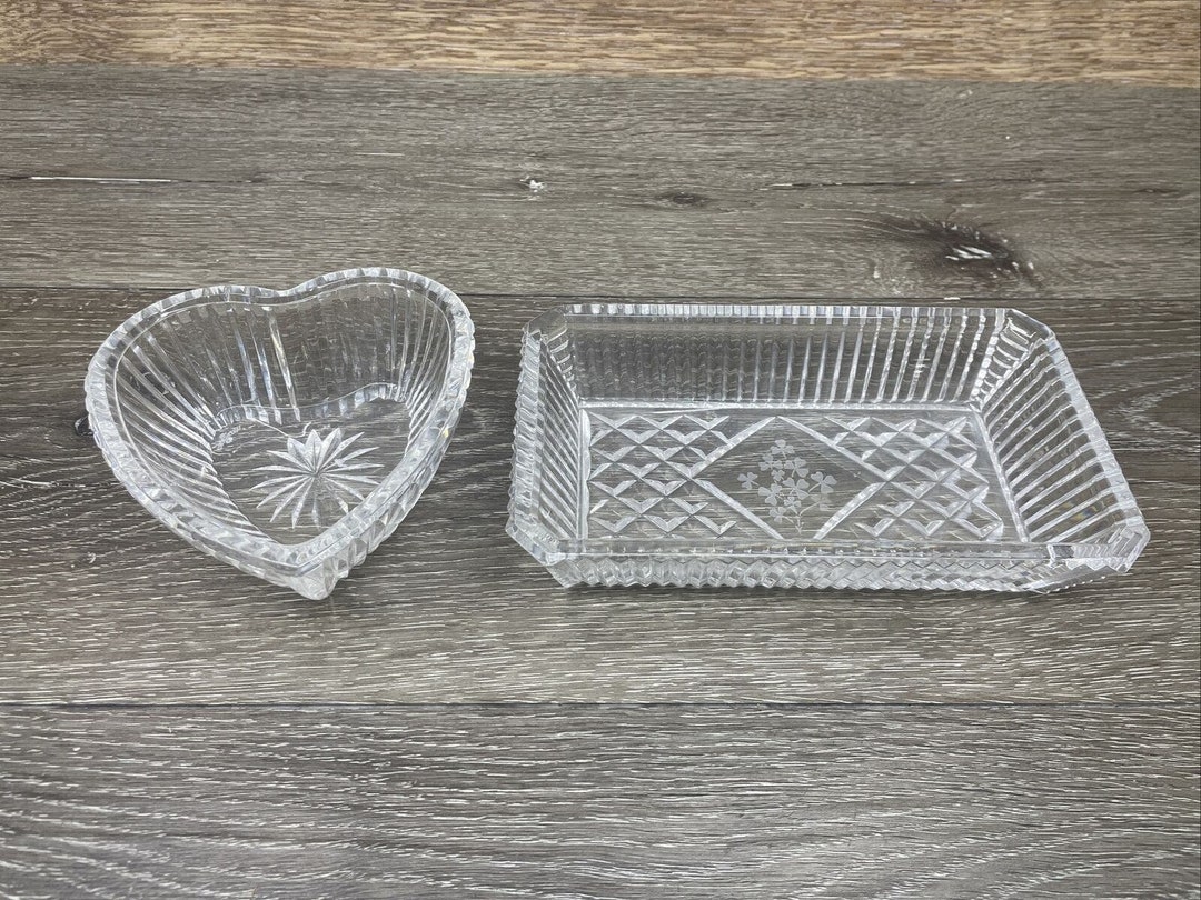 Waterford Crystal Heart 5” & Rectangular 7” Dish ~set of 2 - Etsy