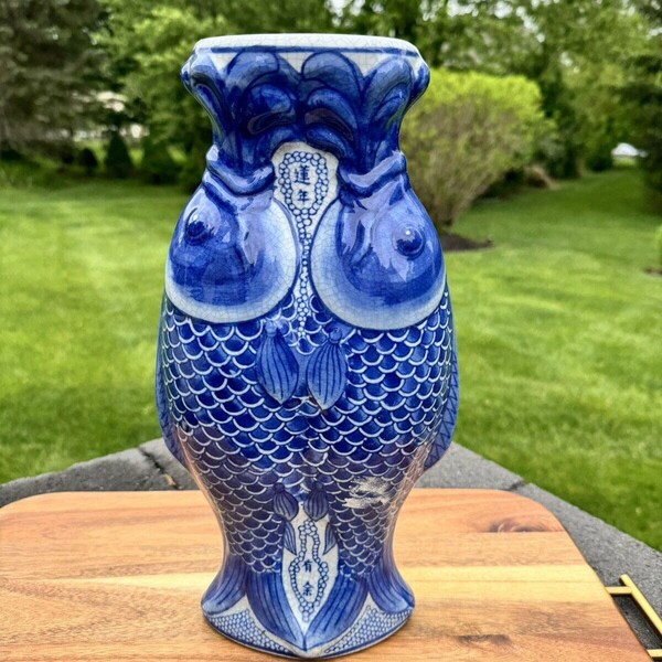 Blue Fish Vase - Etsy