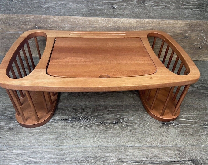 Wood Breakfast in Bed Serving Tray Reading Table W/ Magazine Book Side ...