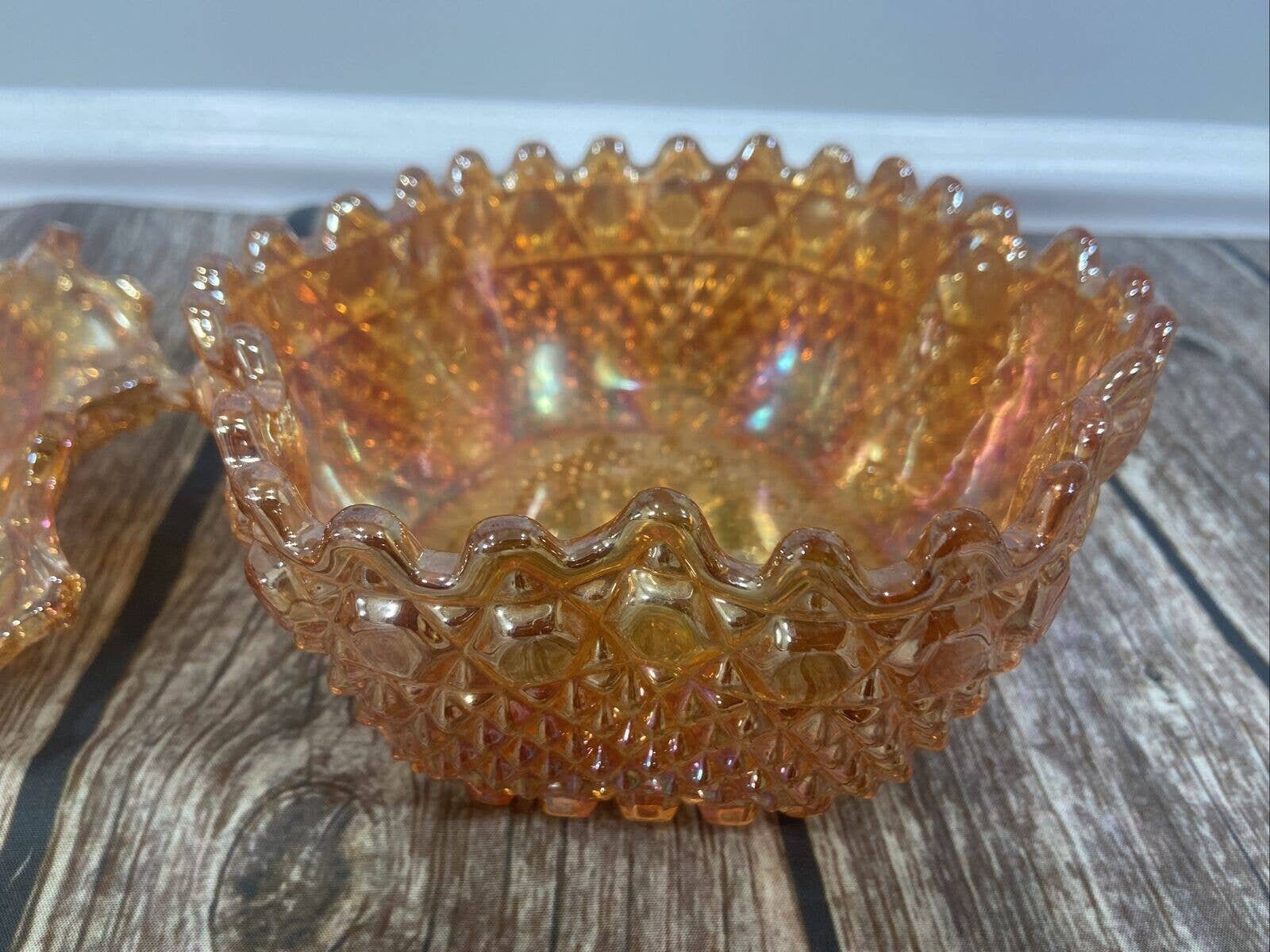 Sowerby Crystal Vintage Carnival Glass Marigold Crimped - Etsy