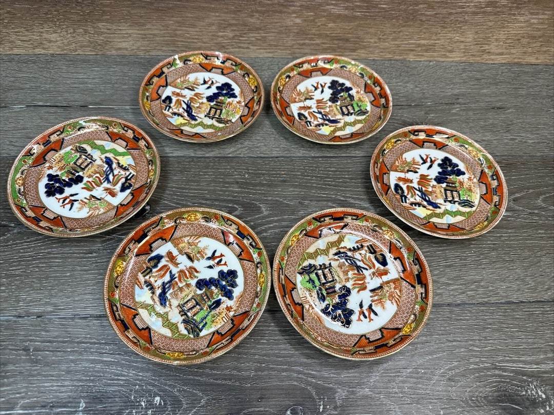 Antique Samuel and Redford Imari Pattern 6 Plate/saucer England set of ...