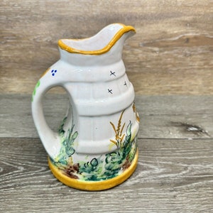 Vintage Ethan Allen Earthenware Pitcher 7-1/2” Hand Painted Made in ...