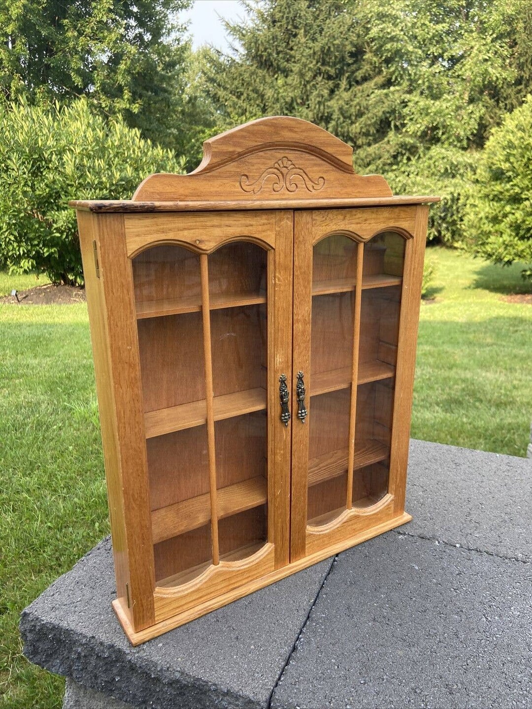 Vintage Wood Glass Door Table Top Wall Hanging Display Curio - Etsy
