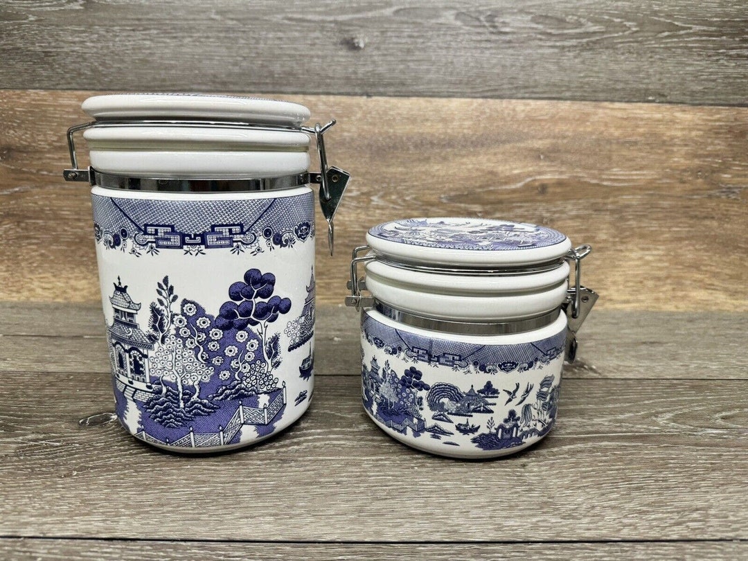 Vintage Blue Willow Chinoiserie Canister Heritage Mint~set of 2 - Etsy ...
