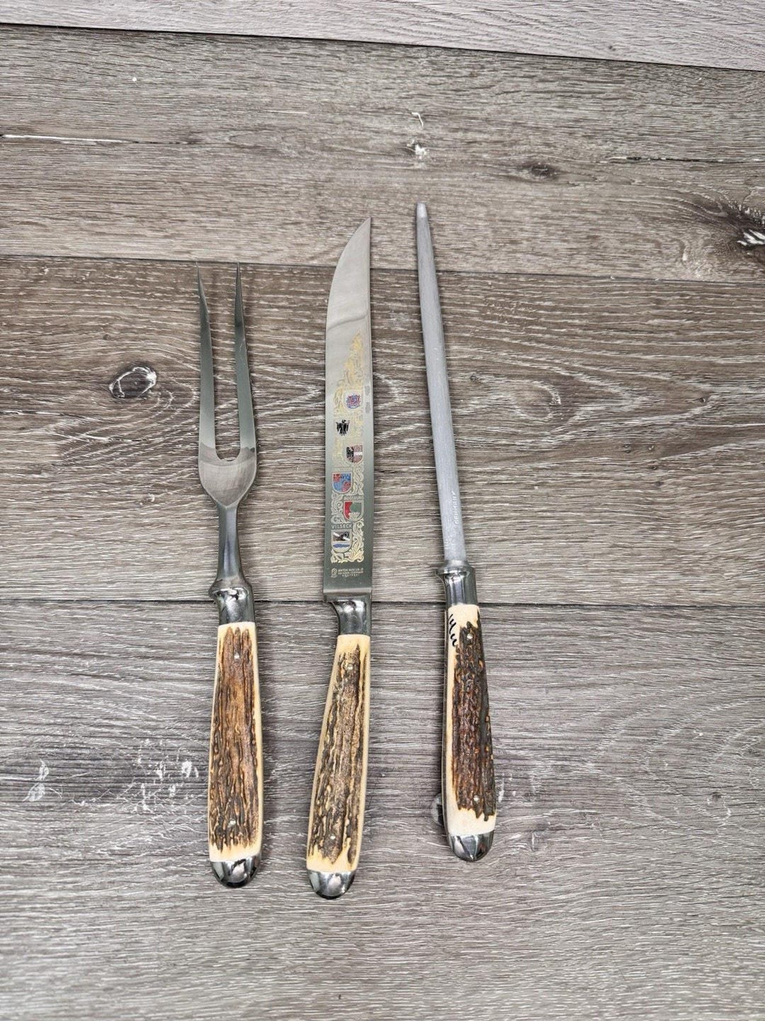 Solingen Germany Stainless Stag Antler Handle Carving Knife Serving ...